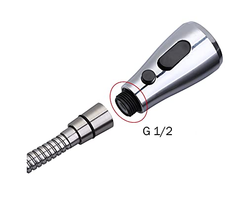 Pull Down Kitchen Faucet Sprayer Head Replacement Part - Pull Out Sink Sprayer Replacement Nozzle, Kitchen Faucet Head Hose Spray Tap Spout Only for G1/2 Connector (Brushed Nickel)