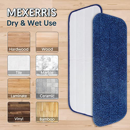 Spray Mops Replacement Heads Compatible with Swiffer PowerMop- MEXERRIS Microfiber Mop Pads Reusable Mop Pads Replacement for Reveal Mops Dust Mop Pads for All Spray Mops & Reveal Mop, 7 Pcs/Set Blue