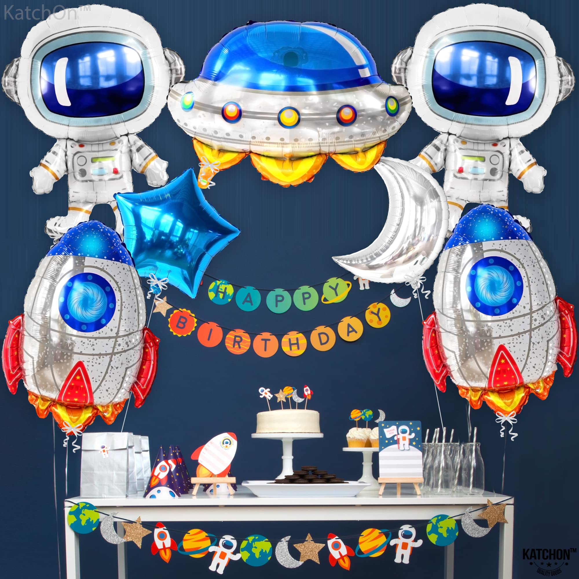 KatchOn, Large Astronaut Space Balloons Set - 37 Inch, Pack of 7 | Space Themed Balloons for Space Birthday Decorations | Outer Space Balloons | Astronaut Balloons for Space Themed Party Decorations