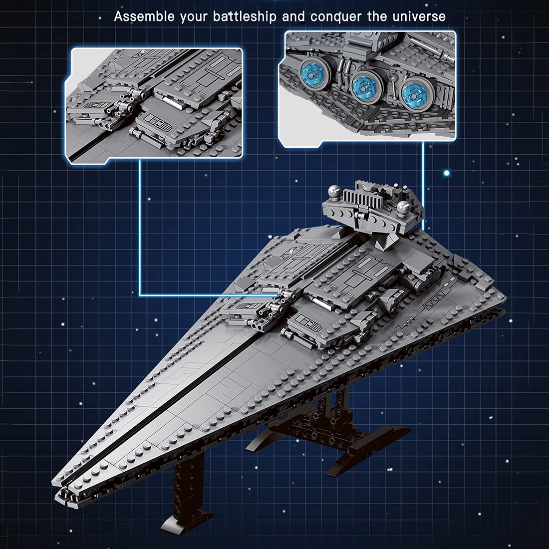 Ottima Military Star Destroyer Building Kit, Space Wars Model Building Toy Set for Kids Boys Compatible with Lego - 891Pcs