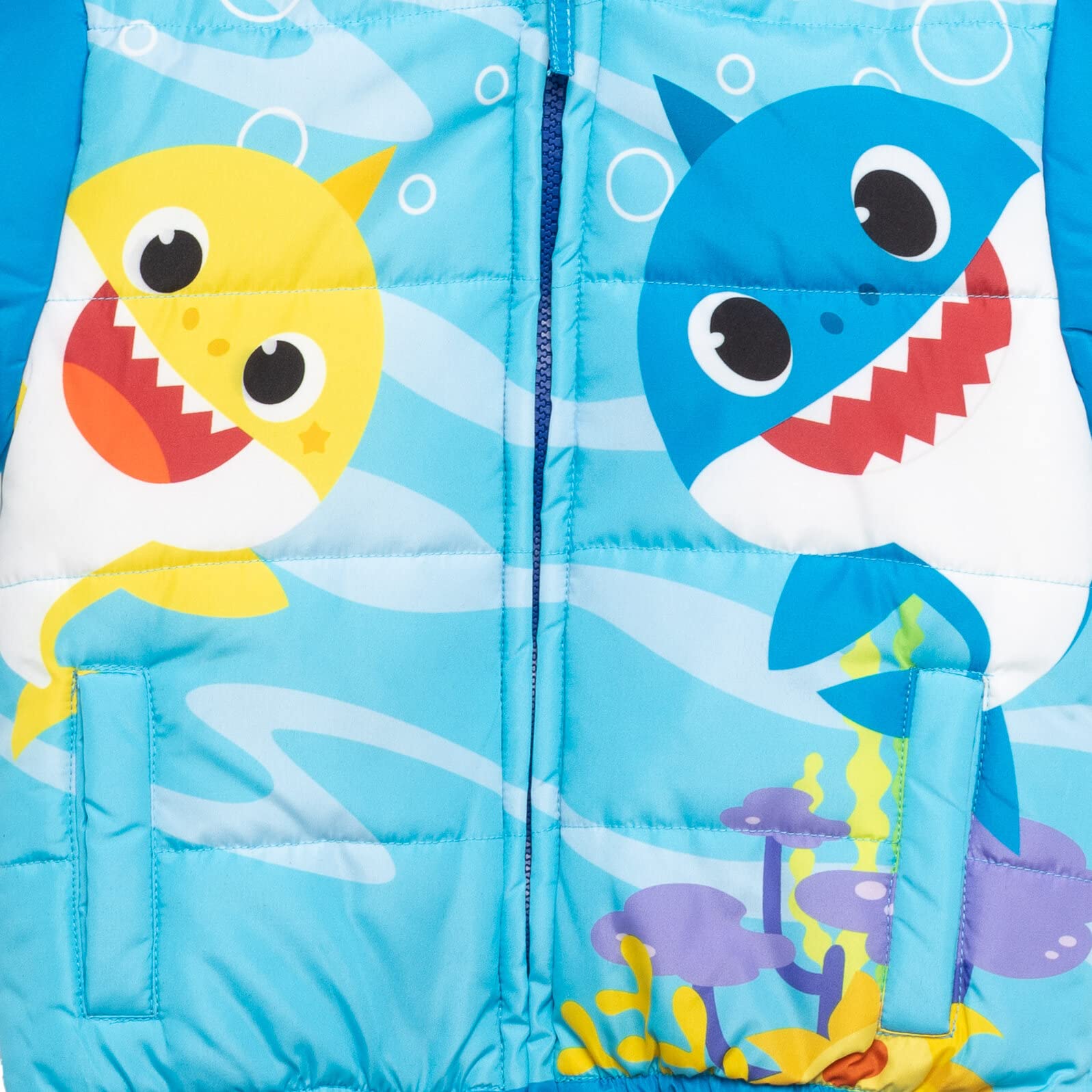 Pinkfong Baby Shark Daddy Shark Toddler Boys Zip Up Winter Coat Puffer Jacket Blue 3T