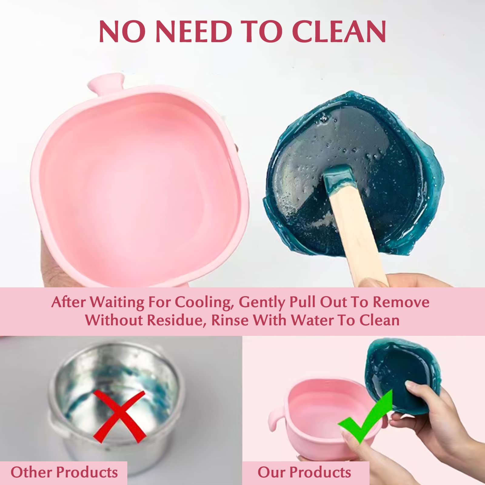 Ranrose Silicone Bowl for Wax Warmer,400ML Silicone Wax Warmer for Hair Removal with Replacement Silicone Wax Bowls for Waxing