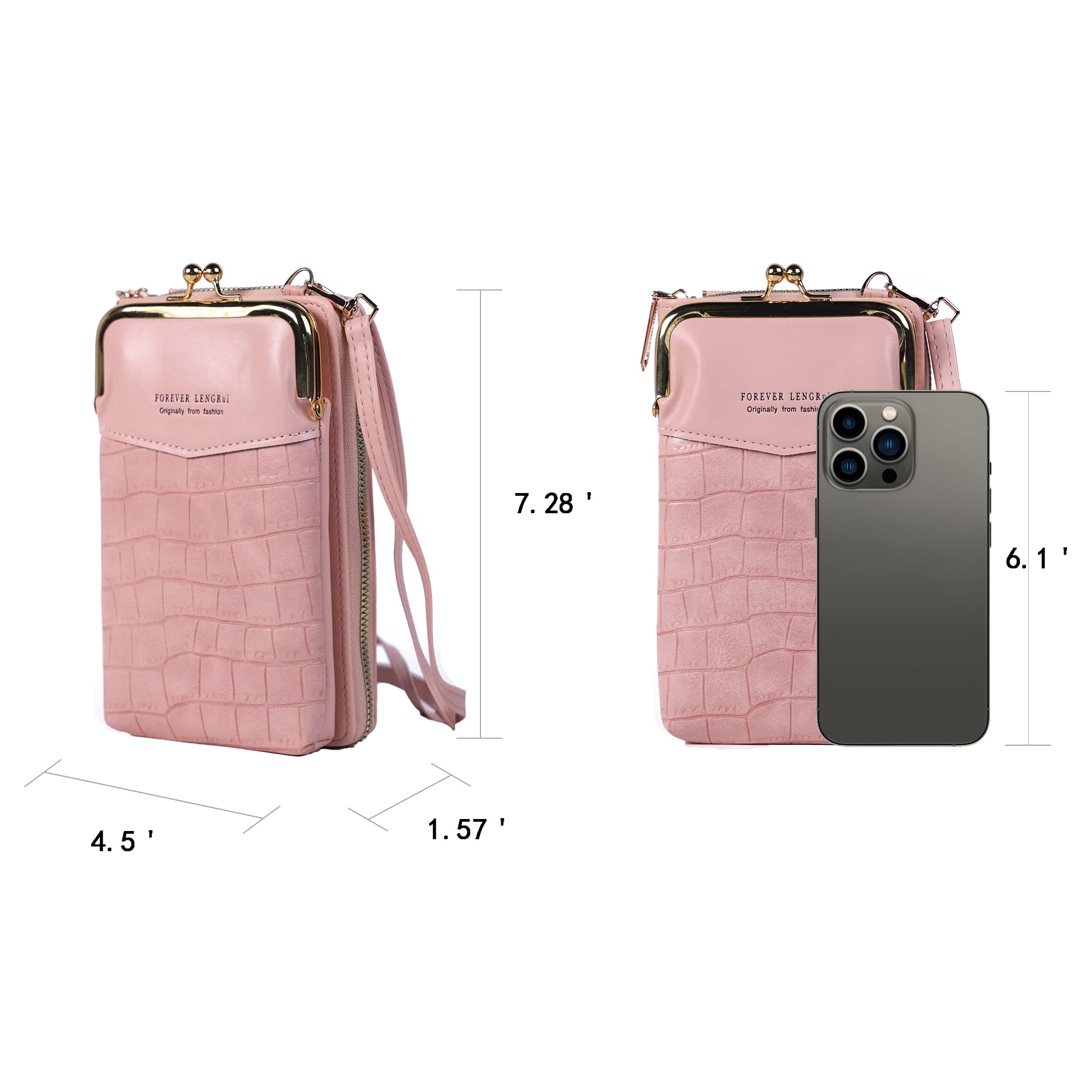 Mei Gu Dong Fashionable Women'S Small Crossbody Bag, Leather Phone Wallet(Pink)