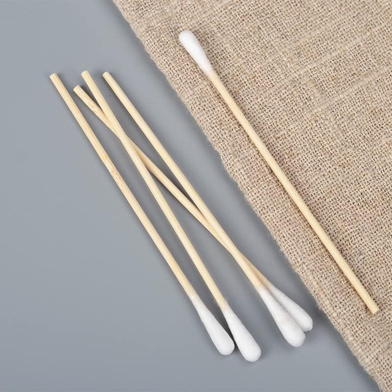 Organic Long q tips Cotton Swabs 6 inch with Thick Wooden Sticks 150 Pcs of Pack, qtips Cotton Swabs Pure Natural Bamboo Biodegradable, Single Head, q tips for ears, Makeup and Daily Use