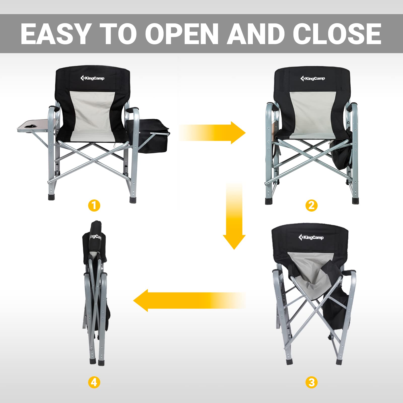 KingCamp Camping Director Chair Lightweight Outdoor Folding Chairs for Adults Heavy Duty Chair with Side Table Cooler Bag Oversized Padded Camp Chair Support 330 lbs