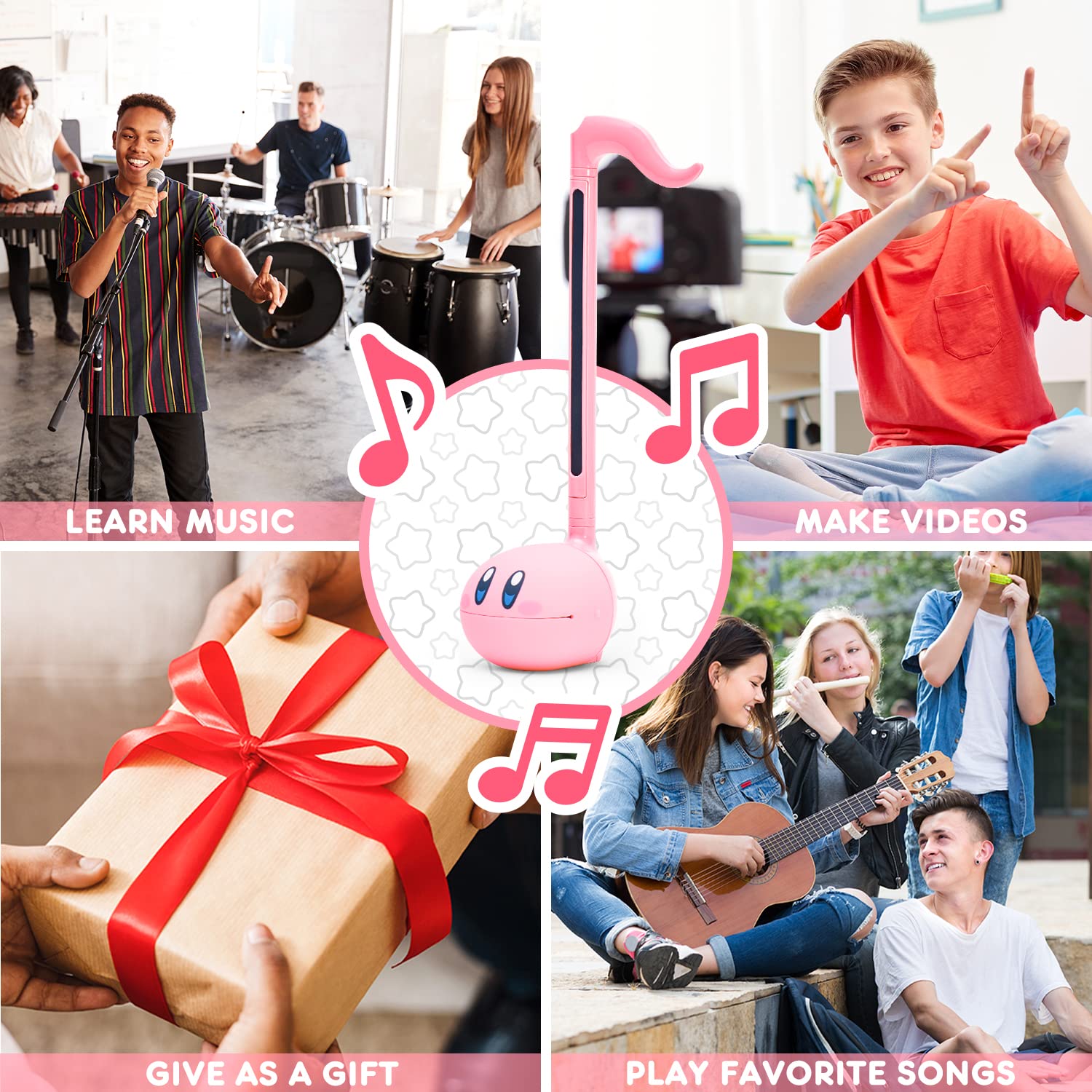 Otamatone Electronic Musical Instrument Portable Synthesizer Kirby Regular + Melody 2 Piece Bundle