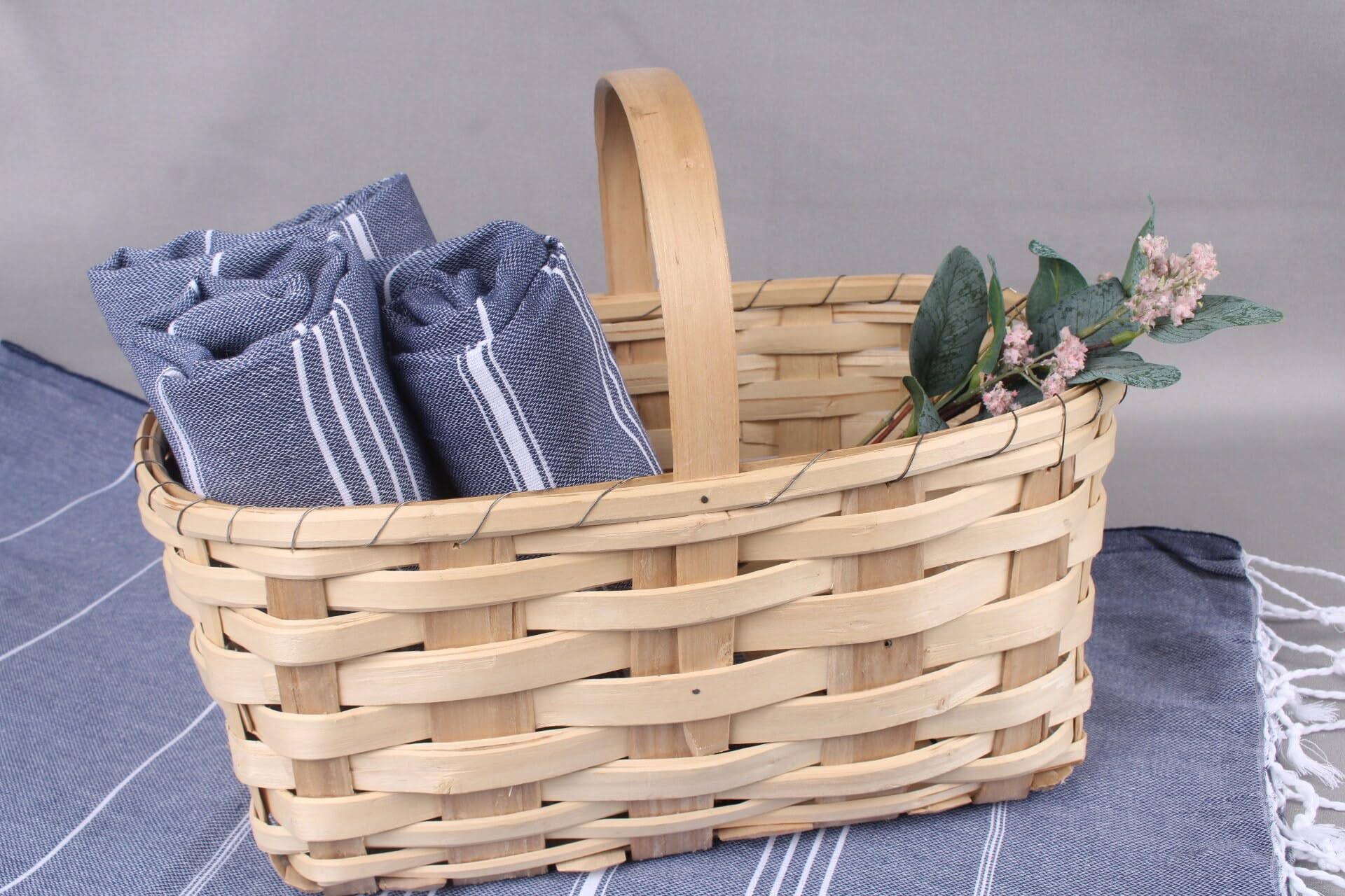 kayra export Turkish Towel,40x71 Oversized Beach Towels - Beach Blanket 100% Cotton Quick Drying Compact, Soft and Absorbent Travel Towel Gifts for Adults Beach Accessories - Striped (Dark Navy)