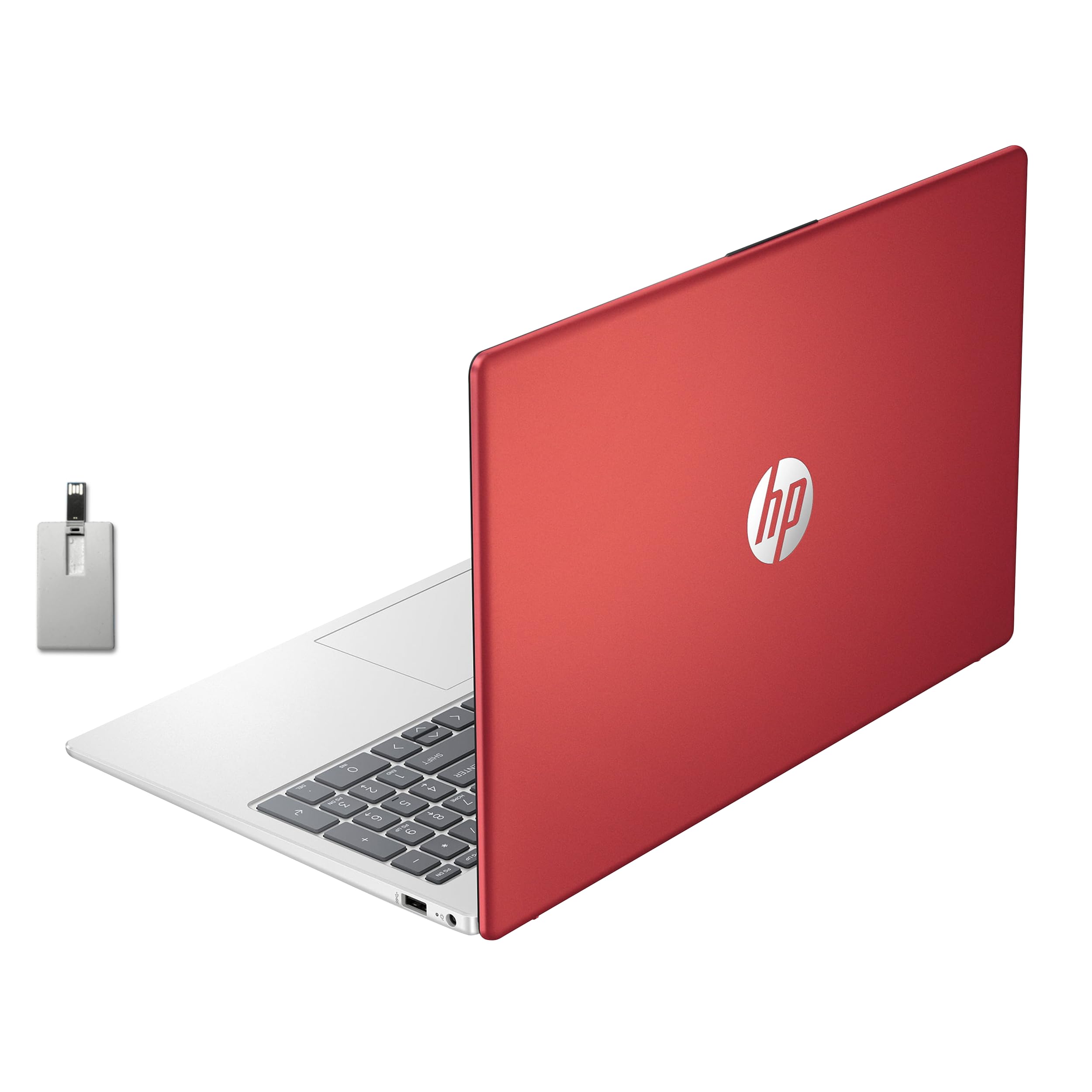 HP 15.6" HD Student Laptop, Intel Pentium Silver N5030, 32GB RAM, 2TB PCIe SSD, 1 Year Free Office 365, Intel UHD Graphics, HD Webcam, Numpad, Wi-Fi 5, Bluetooth, Win11, Red, 32GB Hotface USB Card