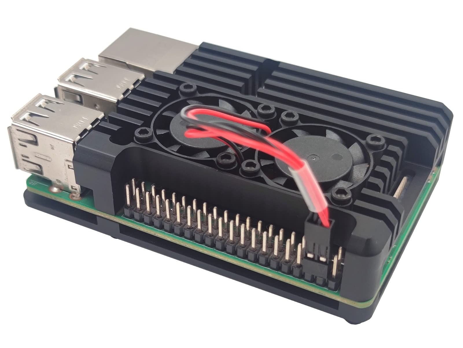 Raspberry Pi 3B Aluminum Aolly Case, Raspberry Pi 3 Model B+ Passive Cooling Case with Dual Cooling Fan