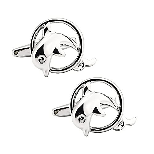 Men's tie Clip Cufflinks Dolphin Shaped Glossy Metal Cufflinks Men's French Shirt Cufflinks
