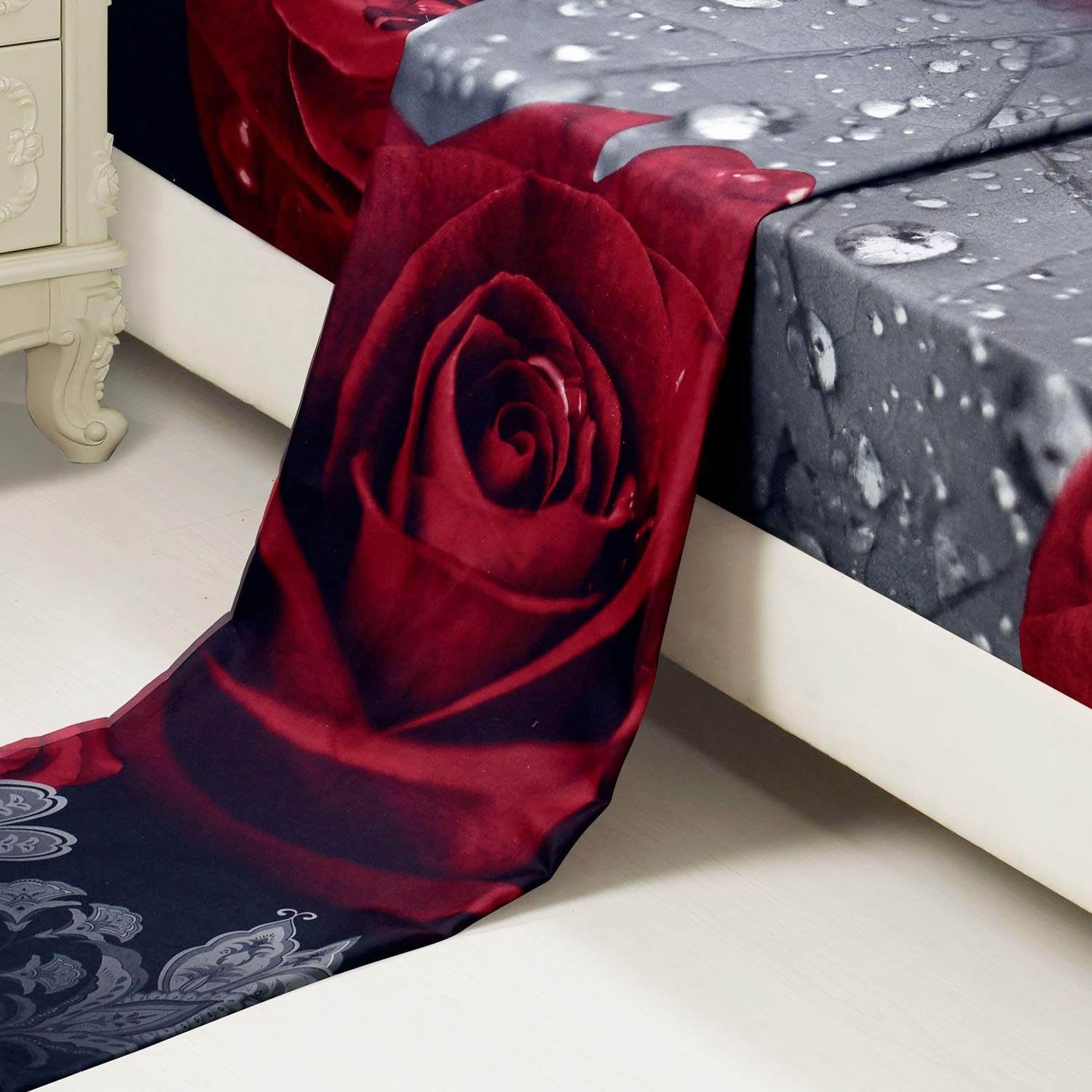 HIG 3D Bed Sheet Set - 4 Piece 3D Purple Butterfly Reactive Printed Sheet Set Queen Size (Y34) - Soft, Breathable, Fade Resistant - includes 1 Flat Sheet,1 Fitted Sheet,2 Shams