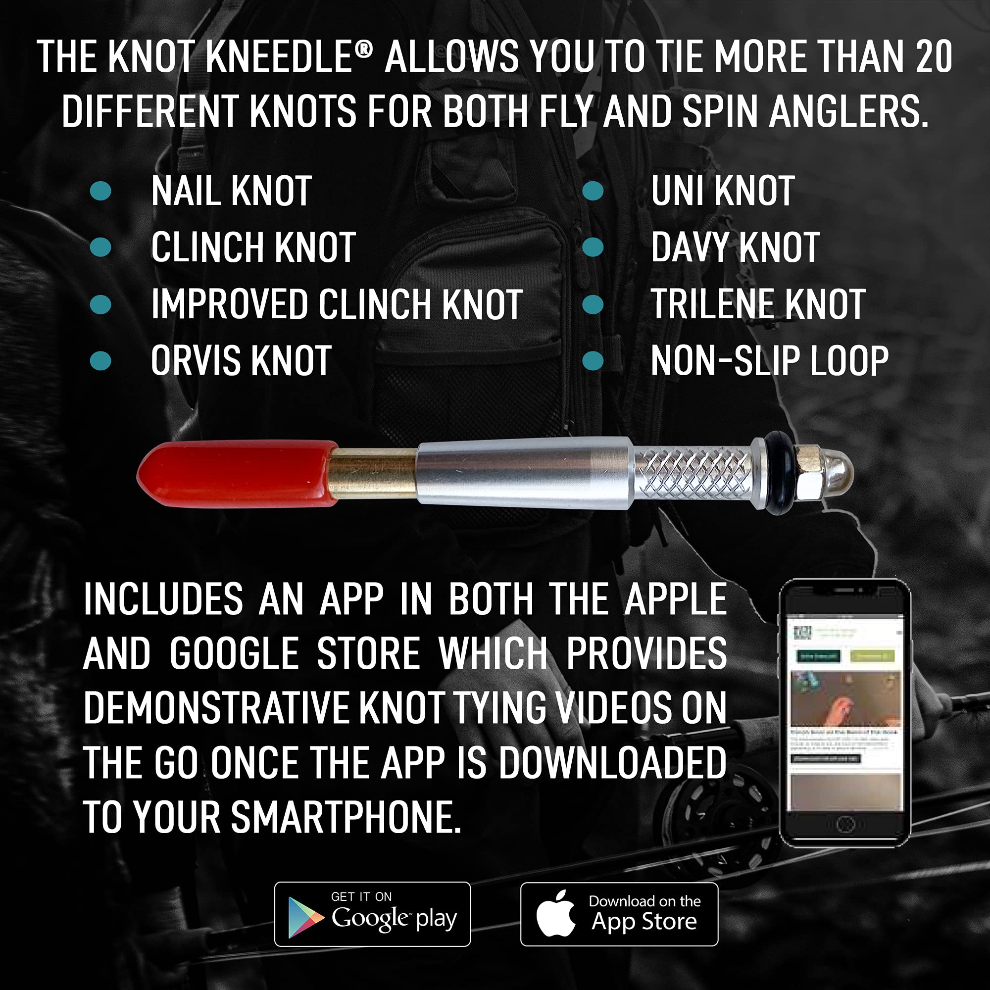KNOT KNEEDLE - Designed to Tie Your Knots with Ease and Keep You Fishing Longer (2-Pack W/Zingers)