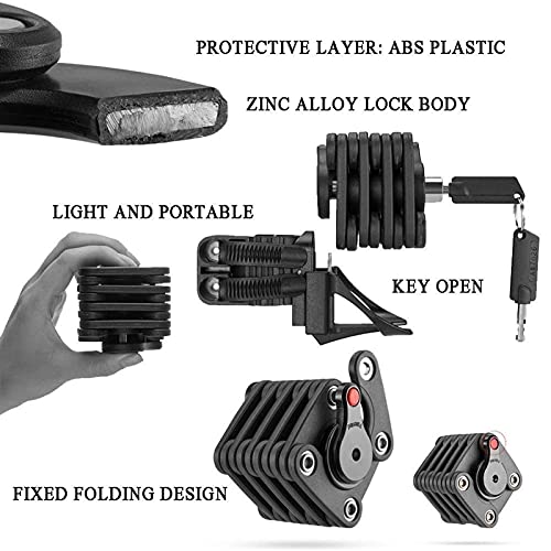 LJJSMG Folding Belt Mounting Bike Lock Heavy Duty Anti-Theft Bicycle Chain Lock Folding with Mounting Bracket Multi-Function Alloy Lock with Keys