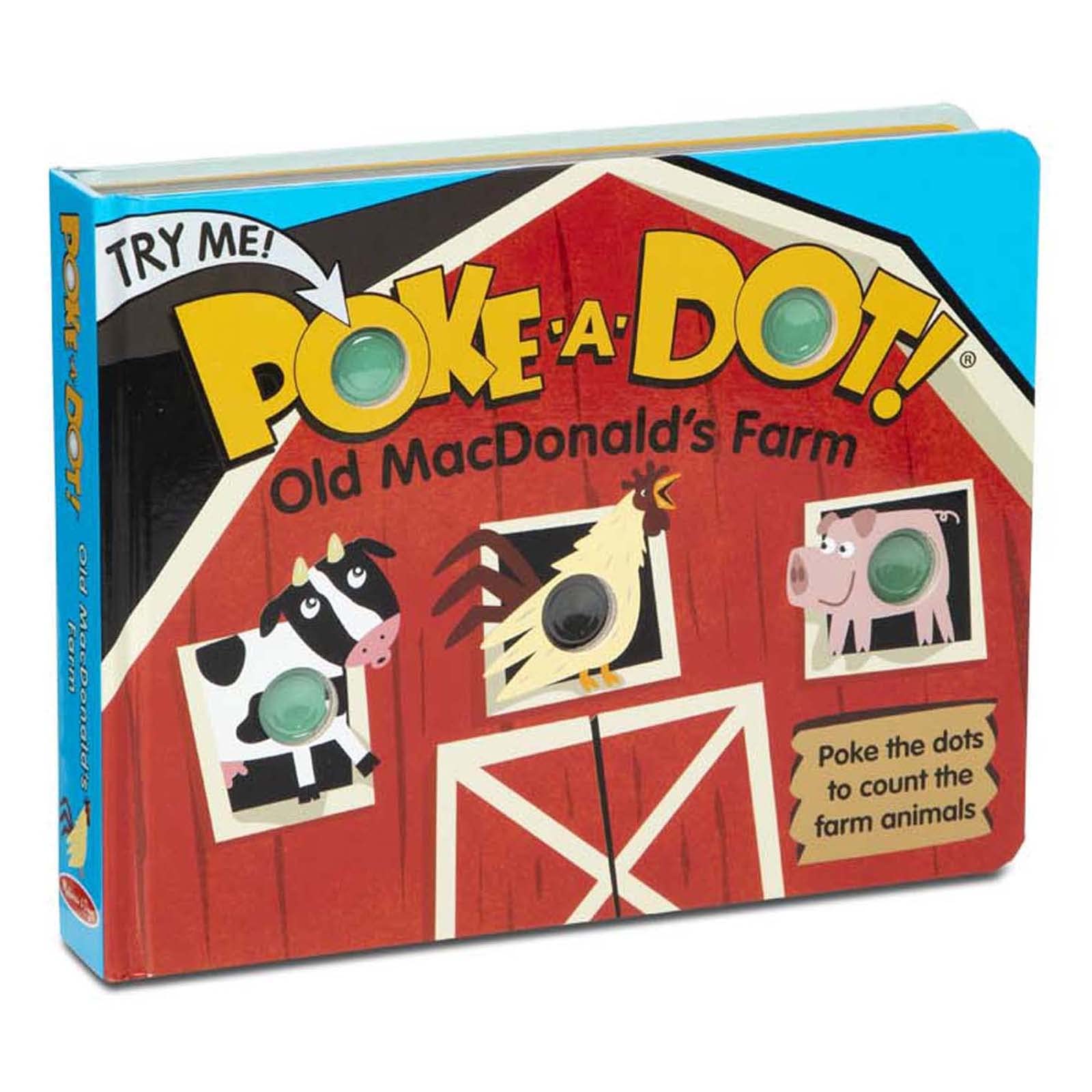 Melissa & Doug Wooden Take-Along Sorting Barn Toy with Flip-Up Roof and Handle, Shape Sorting and Stacking Learning Toys & Children's Book - Poke-a-Dot: Old Macdonald’s Farm