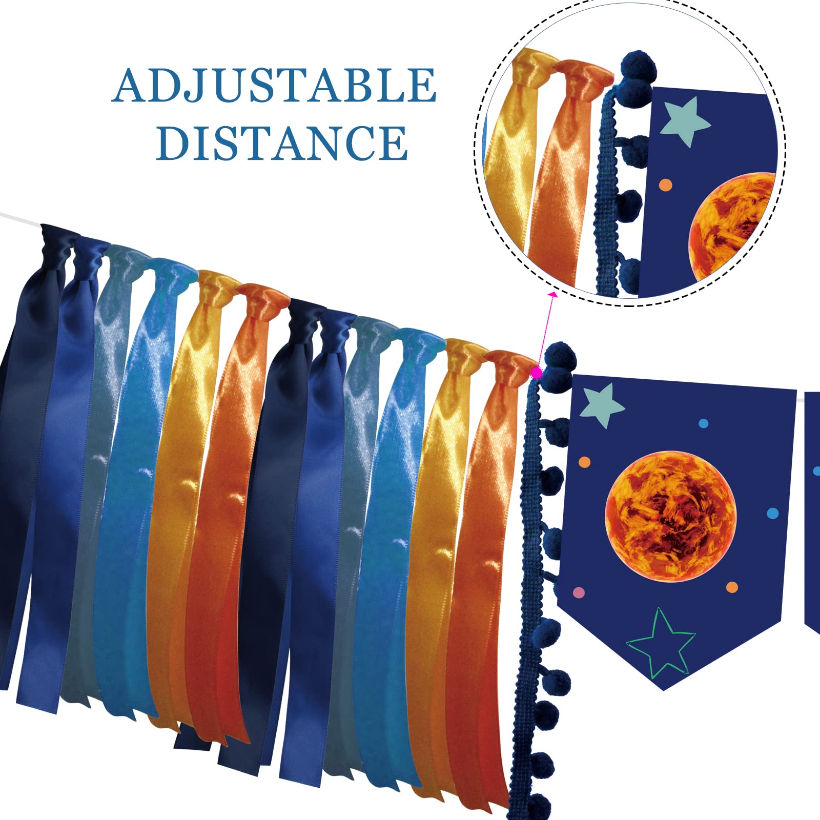 Outer Space Planets Highchair Banner 1st Birthday Boy, Space Rocket First Birthday ONE High Chair Banner Decorations, First Trip Around the Sun Party Decor Party Photo Props