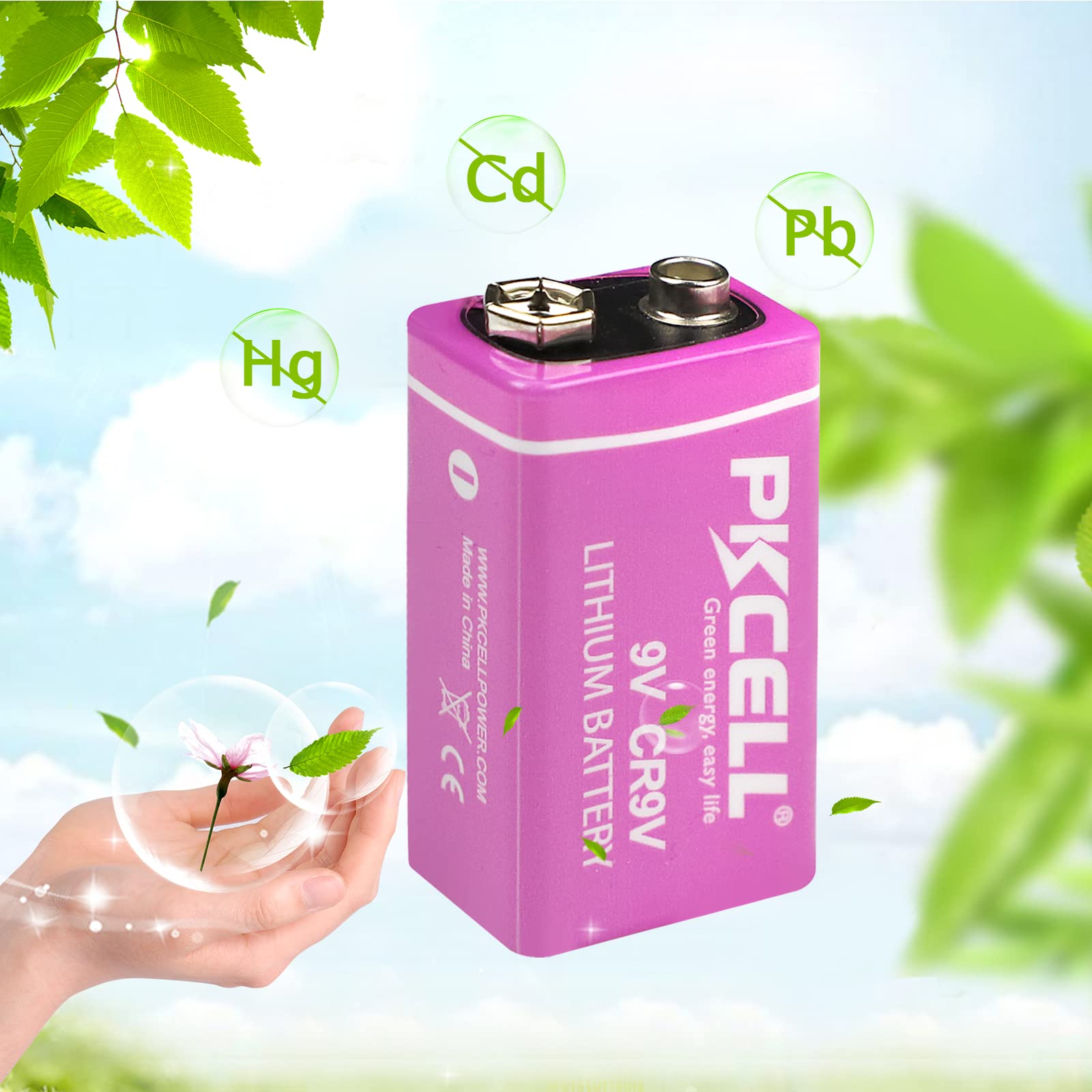 PKCELL CR9V 9 Volt Batteries- 9V Battery 3 Pack for Smoke Detectors Ultralife U9VL U9VL-BP U9VL-J U9VL-X U9VLFP