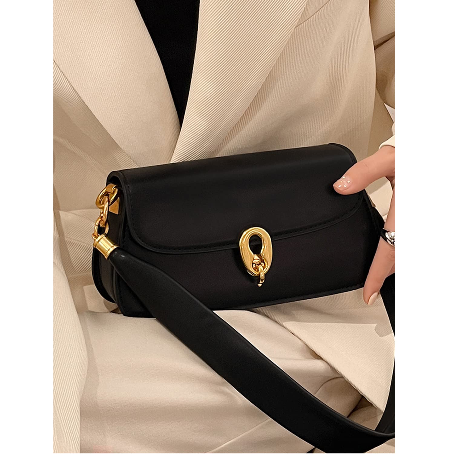 LL LOPPOP Small Stylish Designer Purses Crossbody Bags, Mini Shoulder Bag for Women Black 203701
