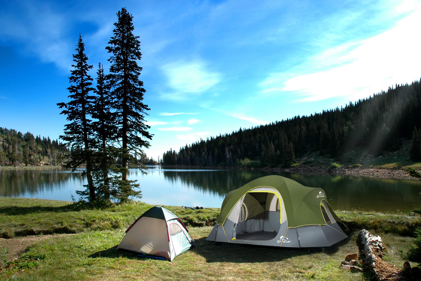 ORRSTAR 8-Person Tent for Camping Waterproof Windproof Family Tent with Top Rainfly Camping Tents Big and Large