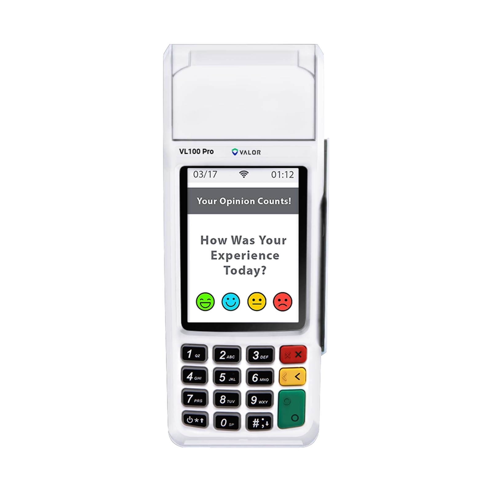 Valor PayTech VL100 Pro POS Countertop Terminal | Economically Efficient Solution with Dual Pricing, 3.5β Touchscreen, PCI PTS 6.x Certified, 128MB RAM, Wi-Fi/4G/Bluetooth Connectivity.