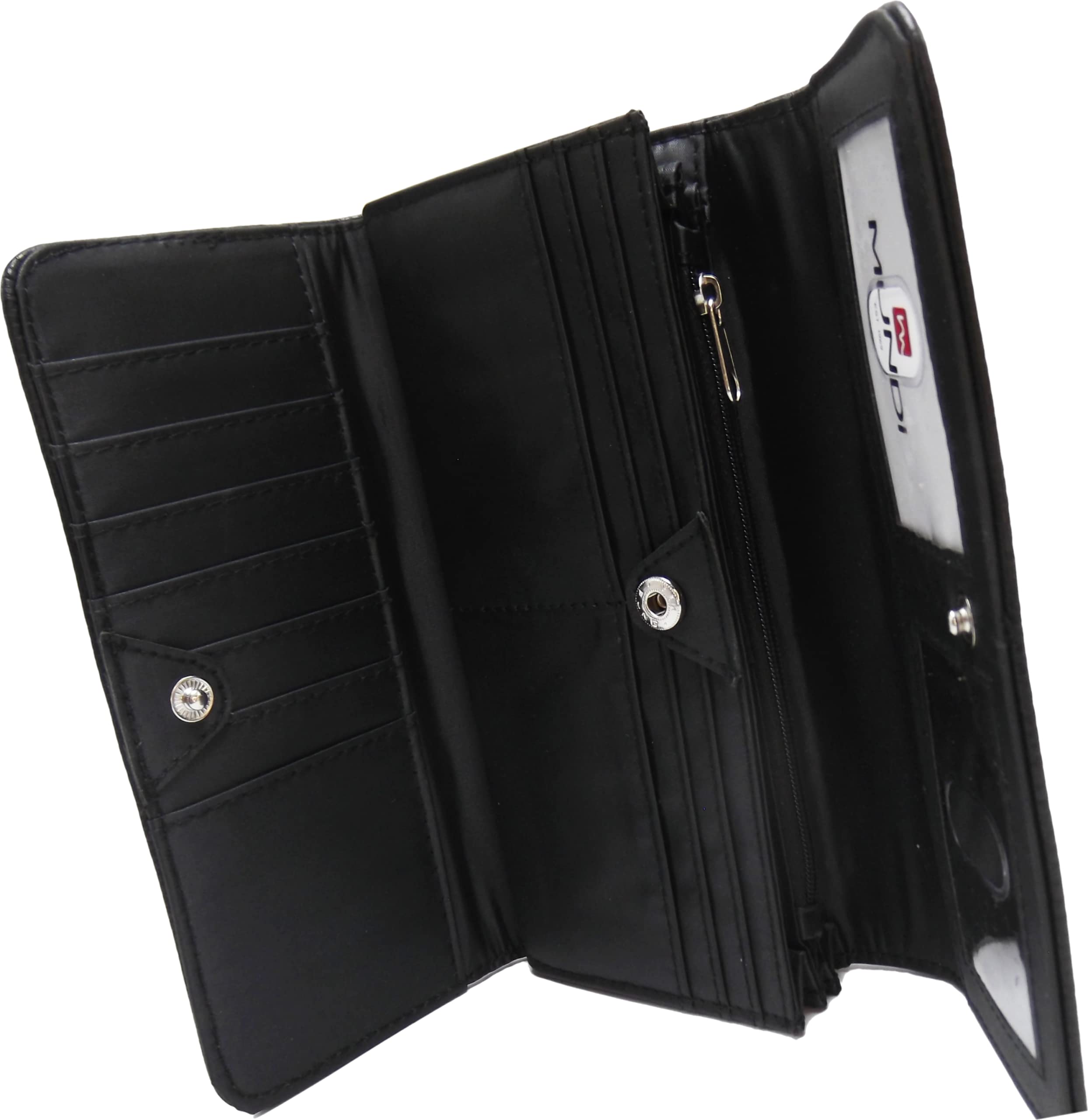 MUNDI Women's Faux Leather File Master Flap RFID Ladies i731x (Black Floral)