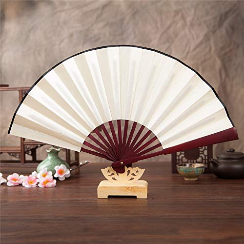 mmknlrm Folding Lace Fan Floral Held Dancing Silk Hand Fan Party Chinese Unisex Wedding Accessory Pride Pasties (Beige, One Size)