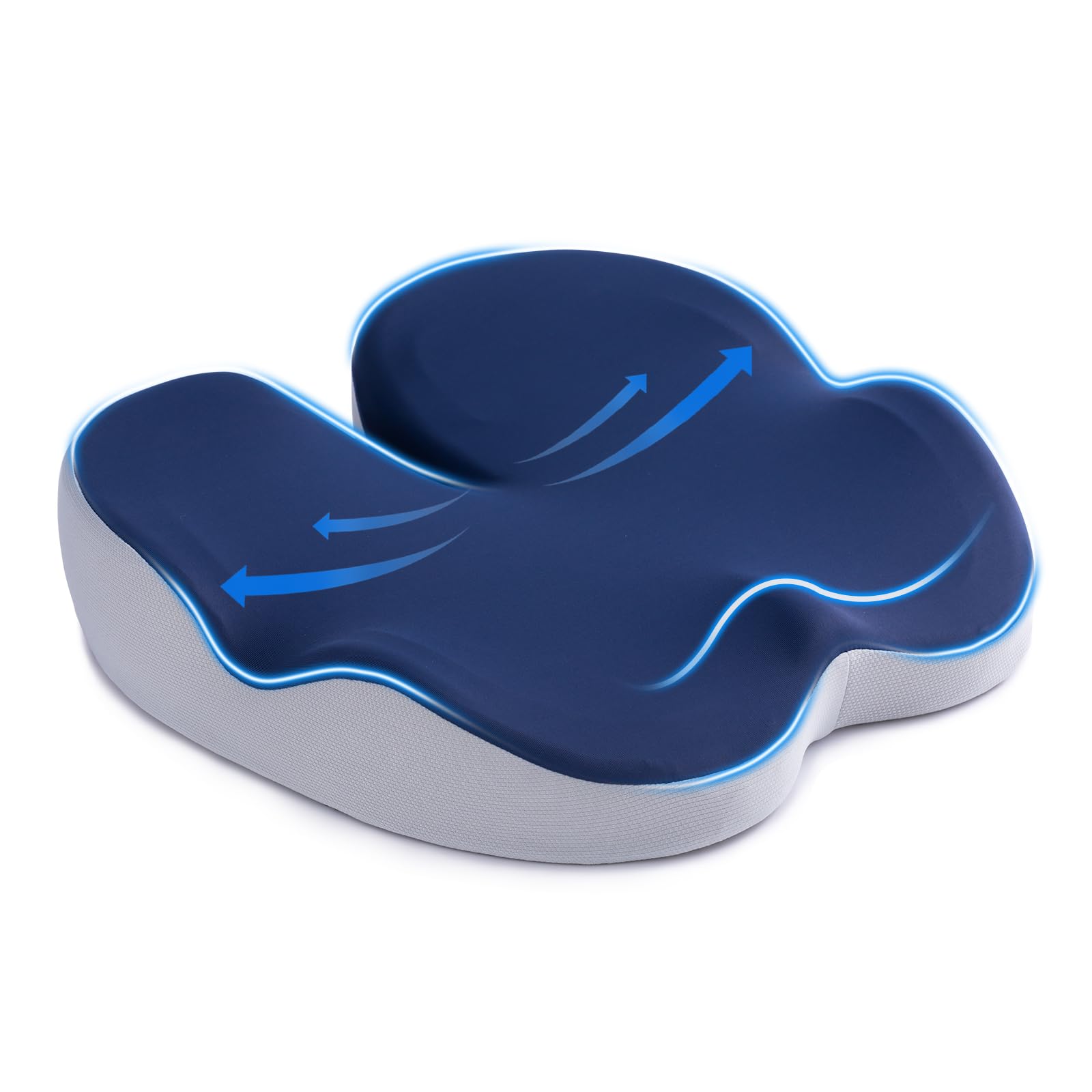 Jugbey Office Chair Cushion,Pressure Relief Seat Cushions for Tailbone, Back, Coccyx Pain Relief,Ergonomic Memory Foam Butt Pillow for Car, Computer, Desk Chairs Navy