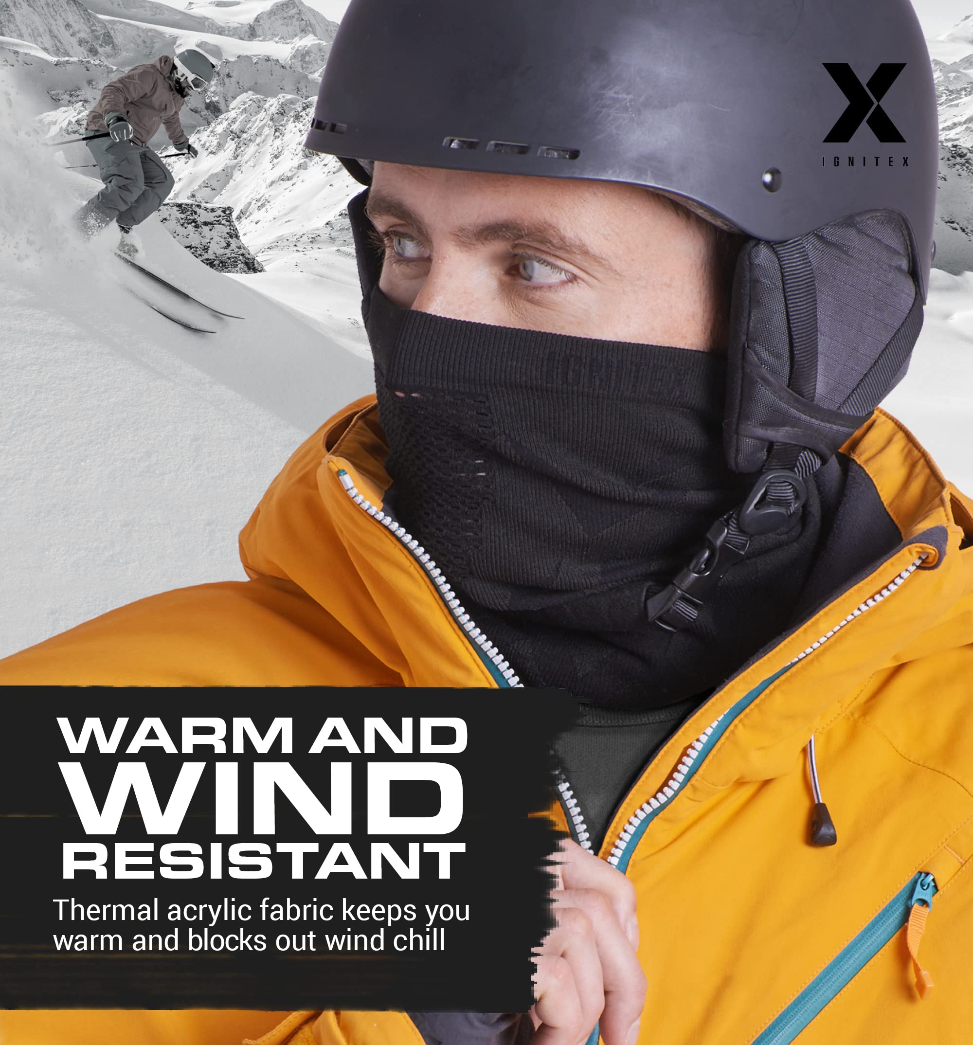 IGNITEX Ski Neck Gaiter, Winter Gaiter/Snowboarding Neck Warmer Gaiter, Breathable Ski Gator