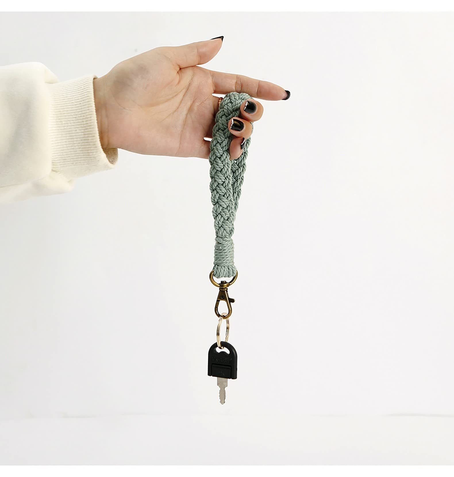 Poagoep Macrame Boho Keychain Bracelet Handmade Wristlet Keychain Keyring Holder Wrist Lanyard for Women(1)