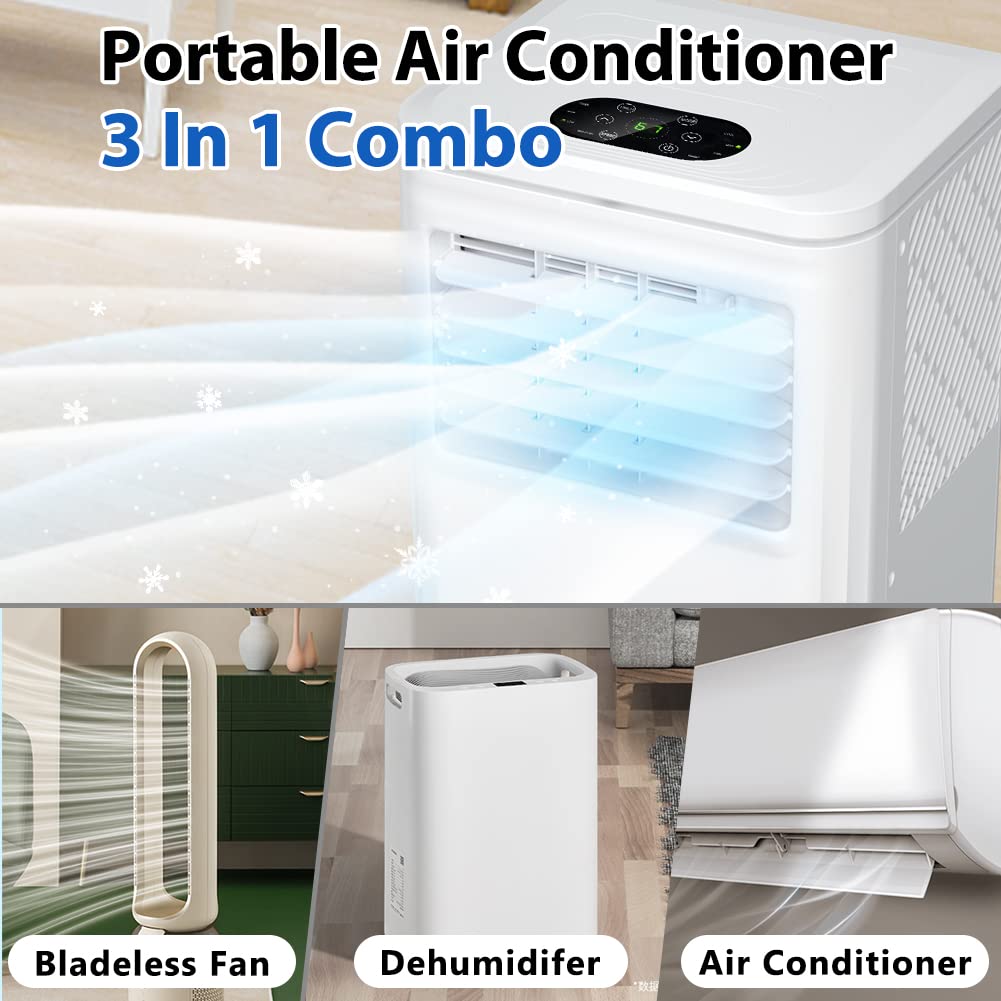 Portable Air Conditioners, 10000 BTU Portable AC Unit with Dehumidifier, Fan, Remote Control, 24H Timer, Freestanding Air conditioner for Cooling 300 Sq.Ft. Rooms, Low Noise