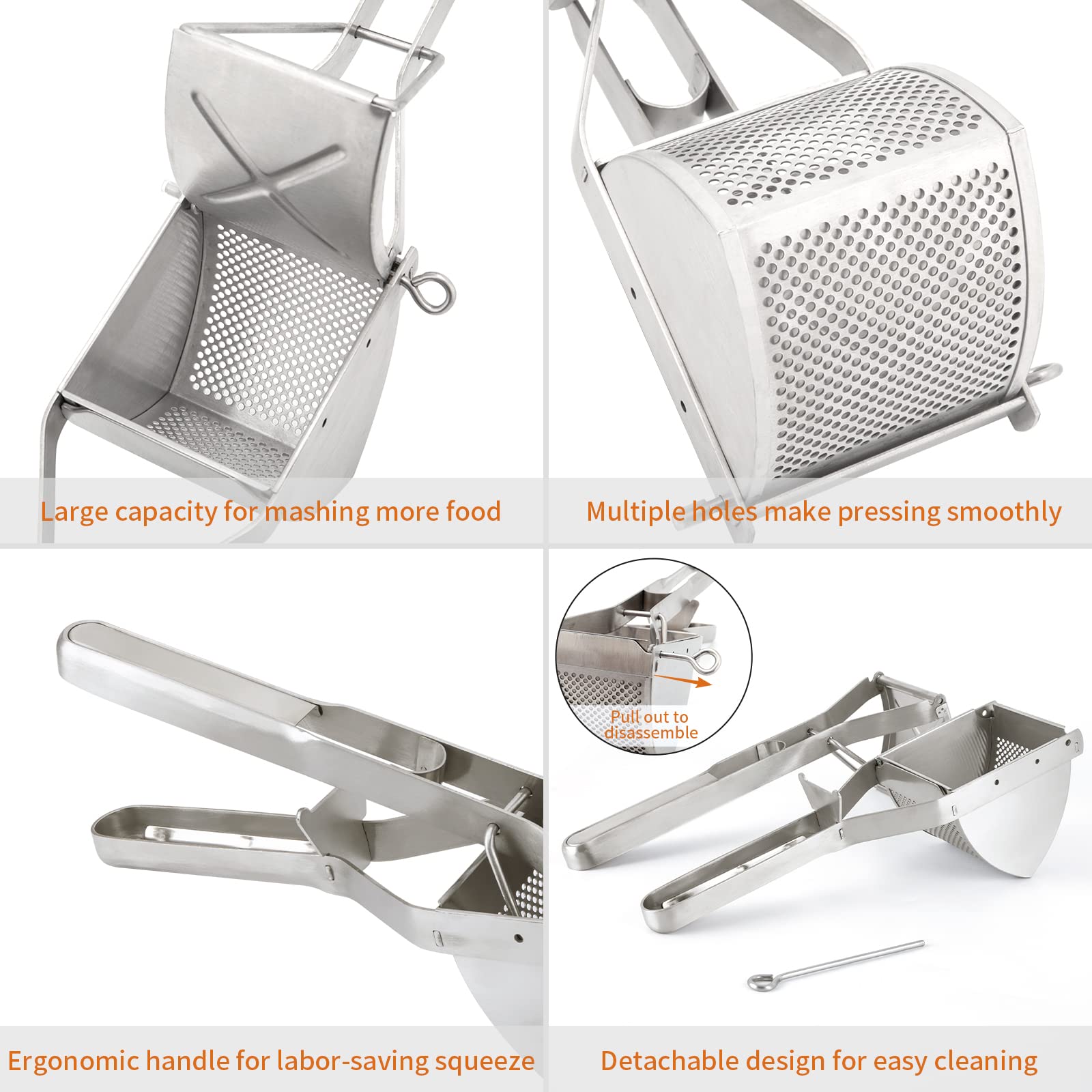 MyLifeUNIT Heavy Duty Commercial Potato Ricer, Stainless Steel Business Potato Ricer and Masher