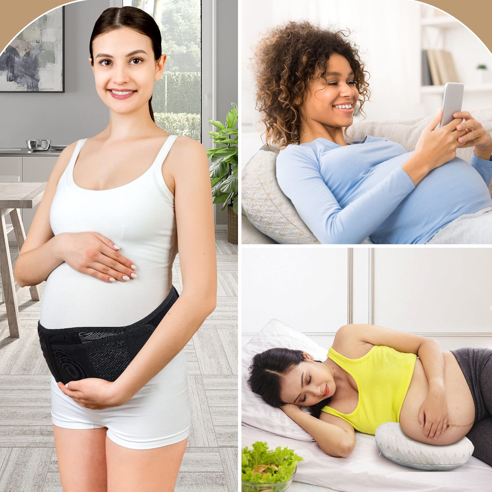 Pregnancy Pillows for Sleeping Wedge Soft Pregnancy Body Pillow Adjustable Maternity Pillow Belt Pregnancy Belly Bands for Pregnant Women for Belly, Back, Hips, Legs, Side Sleeping (Checked)