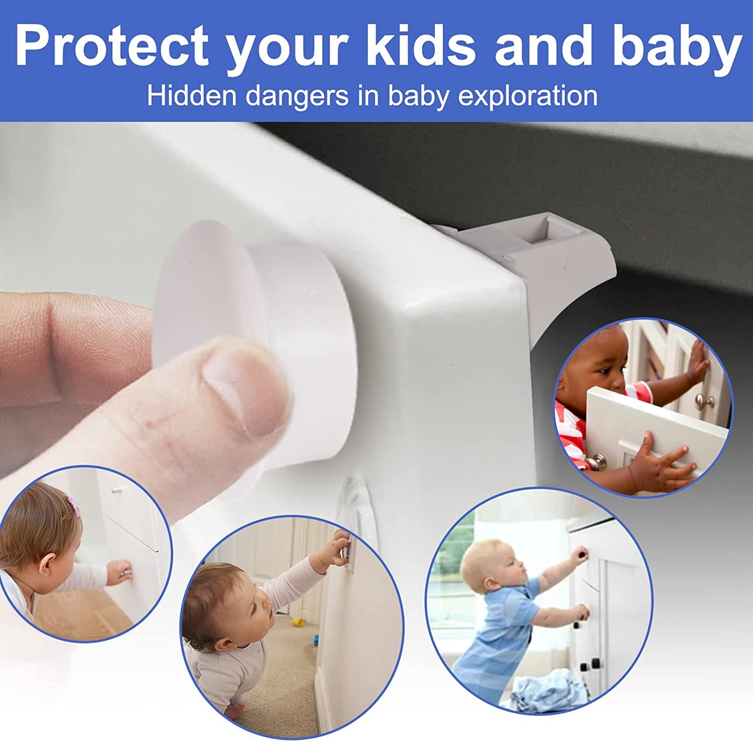 RENAISSANT 12-Pack Child Safety Magnetic Cabinet Locks for Cabinets and Drawers. Baby Proof Lock No Drilling or Tools Required. Easy Installation Childproof Latches(12 Locks+2 Keys+1 Installation Aid)