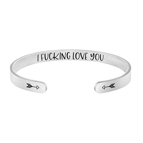 JoycuFF Love Gifts for Her Anniversary Bracelets for Wife from Husband Funny Gift for Girlfriend Daughter Best Friend Friendship Mom Mantra Cuff Bangle Personalized Birthday Gifts