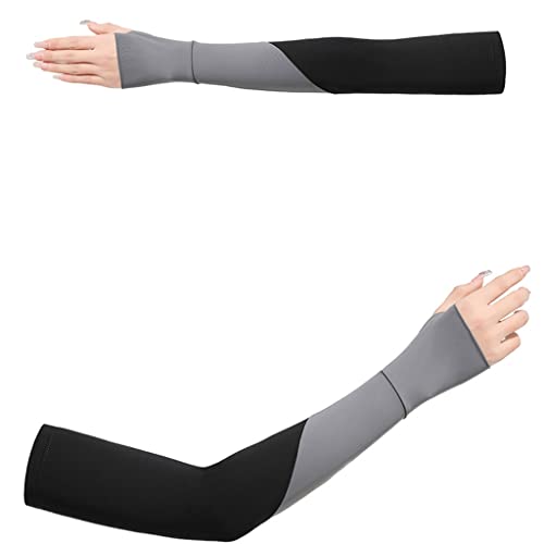 Men's and Women's Stitching Lengthened Outdoor Arm Guard Sleeve Ice Sleeve Summer Ice Silk Sleeve Sleeve (Color : A, Size : One Size)