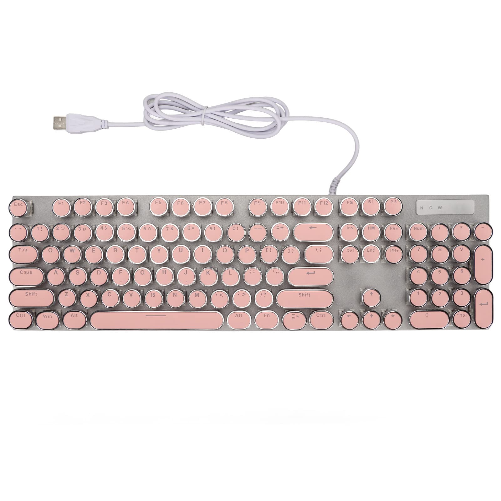 Pomya 104 Keys RGB Backlight Mechanical Keyboard, Retro Steampunk Round Gaming Keyboard, Blue Switch Ergonomic Mechanical Keyboard for Win, for Linux, for OS X(Pink)