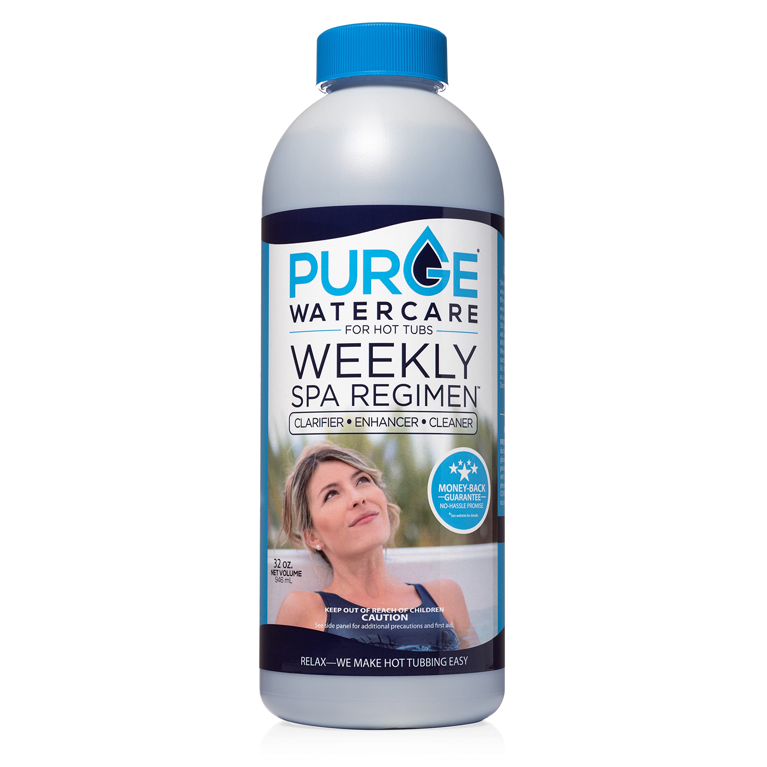 Purge Watercare 3in1 Weekly Hot Tub Cleaner, Clarifier, Enhancer - Also Use as Cold Plunge Water Treatment - Inflatable Hot Tub Chemicals, Spa Chemicals for Hot Tub, Spa Cleaner & Clarifier (32oz)