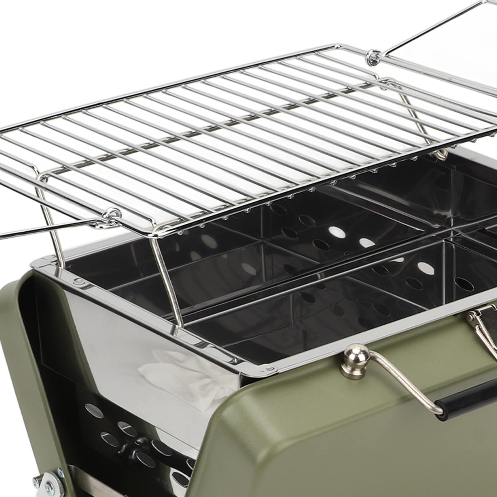 High Temperature Resistant 410 Stainless Steel Portable Mini Portable Charcoal Grill for Backyard Picnic Grill (Green)