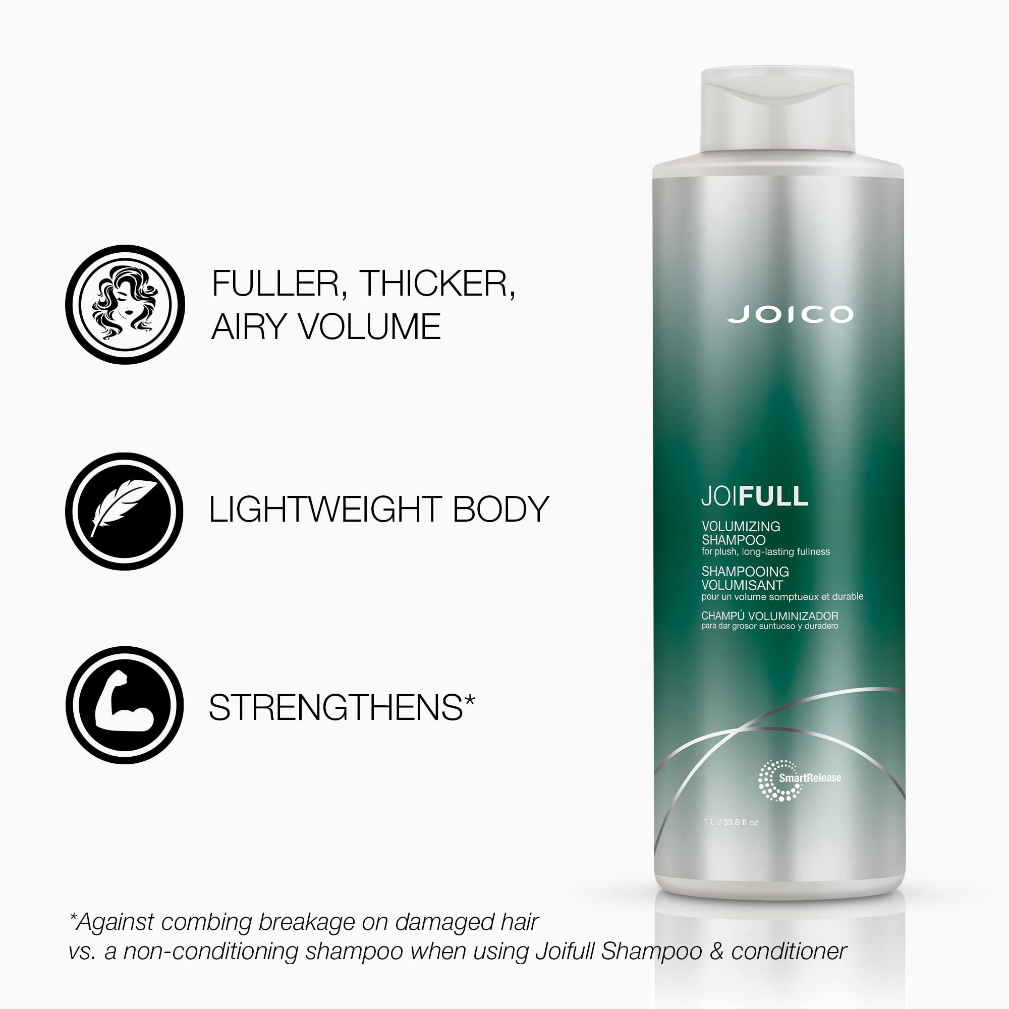 Joico JoiFULL Volumizing Shampoo | For Fine, Thin Hair | Add Instant Body | Long-Lasting Fullness | For Thicker Bouncier Hair | Boost Shine | With Lotus Flower & Bamboo Extract | 33.8 Fl Oz