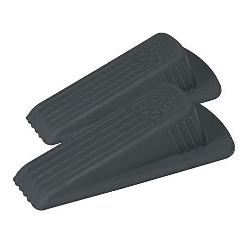 MASTER MANUFACTURING Rubber Door Stop - Big Heavy Duty Bottom Wedge Rubber Door Stopper College Dorm Room Essentials,Grey (2 Packs),1.5 x 5 x 7.5