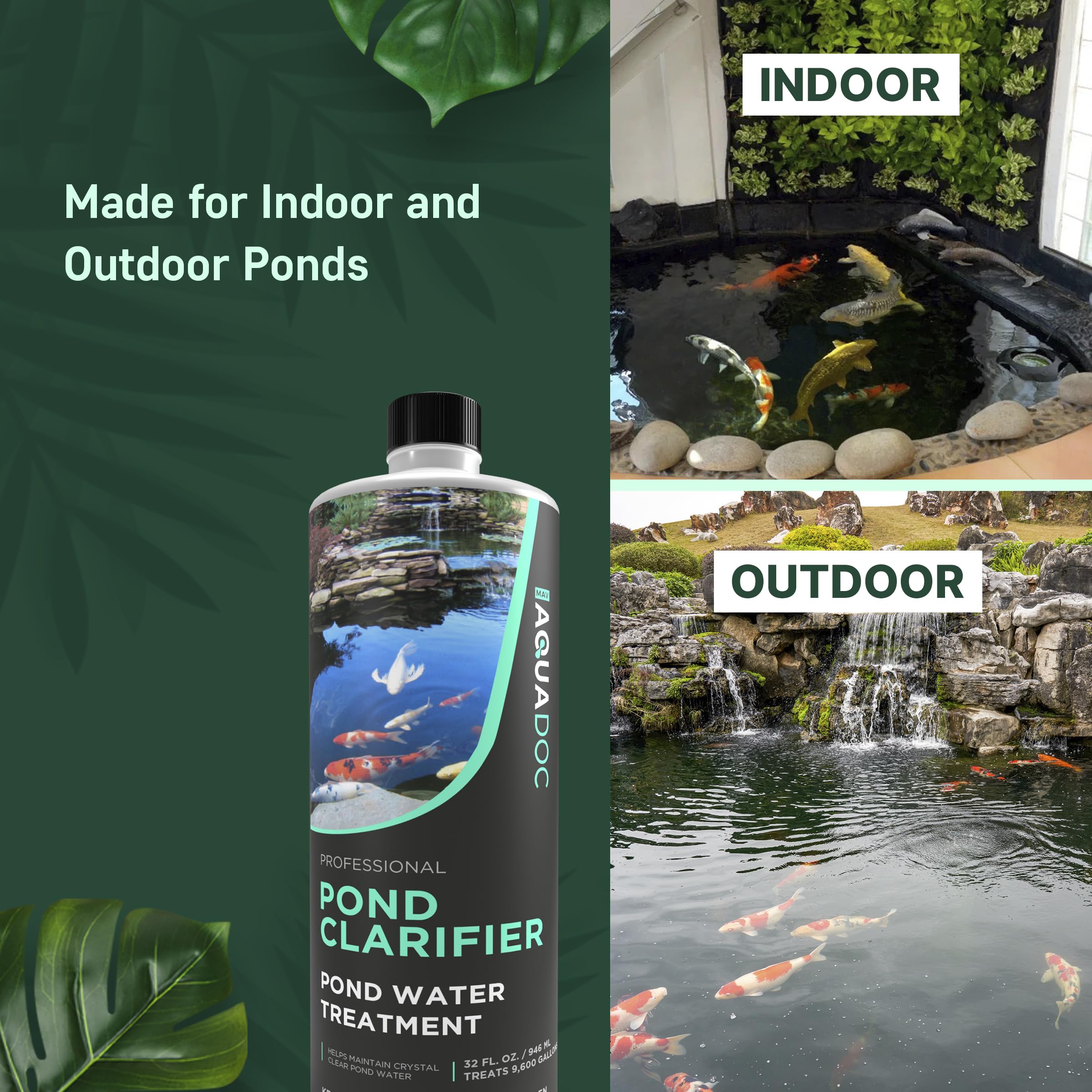 Pond Clarifier - Fish-Friendly Koi Pond Water Clarifier to Quickly Clear Murky Pond Water and Remove Pond Sludge with Natural Enzymes - Fish Pond Water Treatment - AquaDoc Pond Supplies