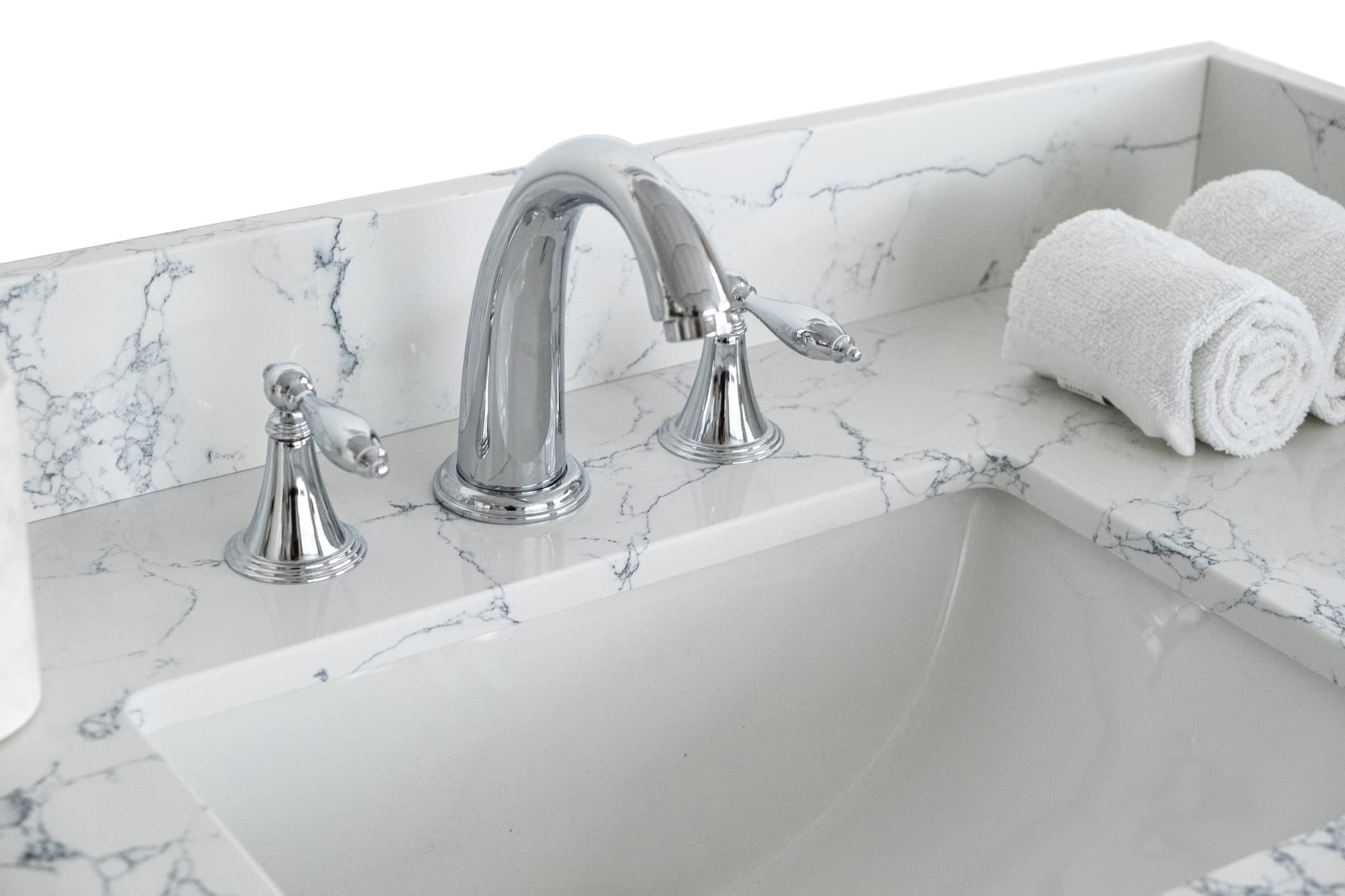 Montary 43"x 22" Bathroom Vanity Top Lightning White Engineered Marble Stone 3 Pre-Drilled Hole Vanity Top with Undermount Ceramic Sink and Backsplash (Not included Faucet)