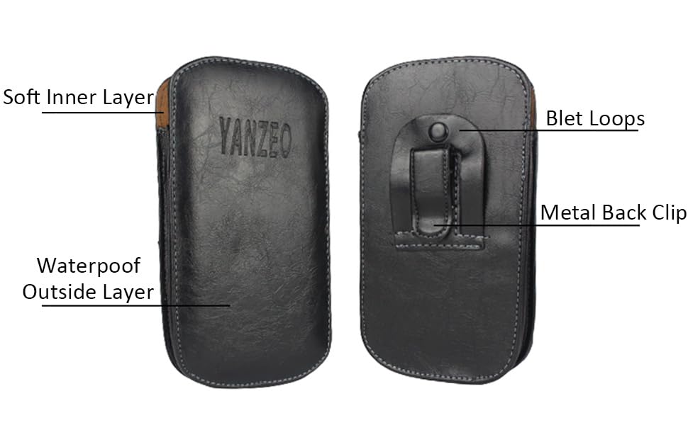 Zebra TC77 TC70 Scanner Leather case, Yanzeo Sturdy Portable Bag, Suitable for Zebra TC75, TC21, TC51, TC52, TC72, TC77, Handheld Barcode Touch Mobile Data Terminal, Bracket with Metal Clip