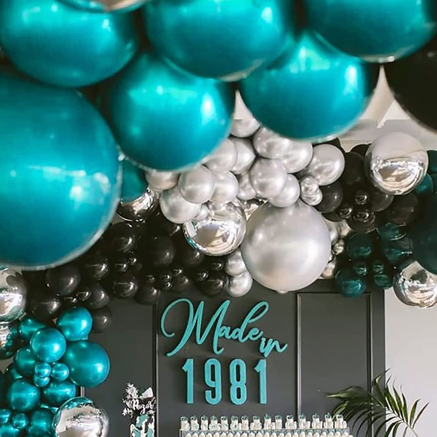 Kozee Chrome Teal Balloons Double-Stuffed Customized Metallic Teal different sizes 52 PACK 18+10+5 inch balloon Garland kit For Wedding Birthday baby shower Anniversary decorations
