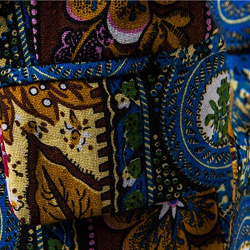 Men's Autumn And Winter Coats Jacket Casual Ethnic Retro Style Print Two Button Lapel Long Costume for Men