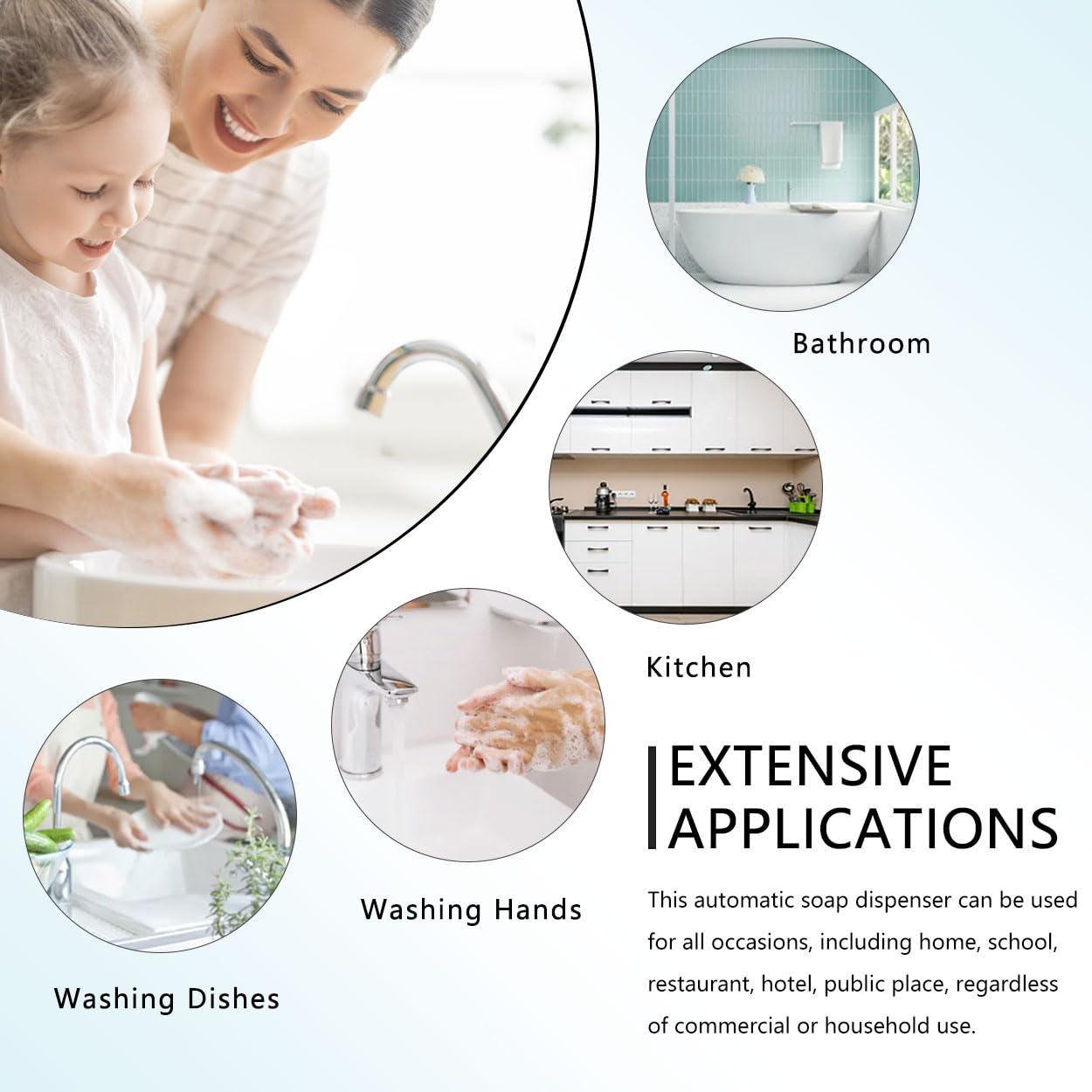 Kuxssul Automatic Foaming Soap Dispenser, 10.8oz/320ml Touchless Hand Soap Dispenser Rechargeable Foam Soap Dispenser, IPX5 Waterproof Smart Dish Soap Dispenser Electric Soap Dispenser