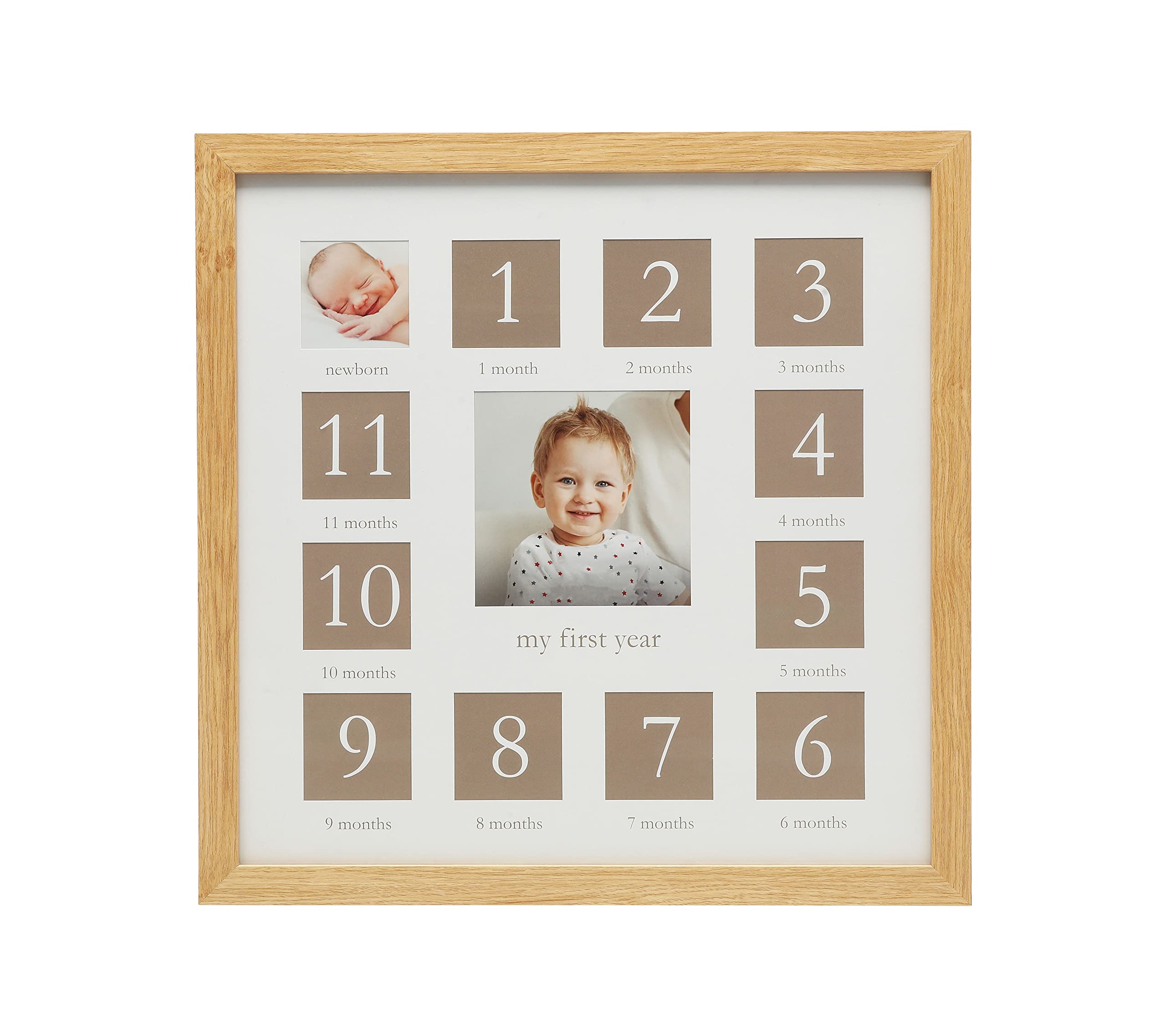Kate & Milo I Love You to The Moon and Back First Year Frame, Baby Registry, Baby Shower, Wood, Gray