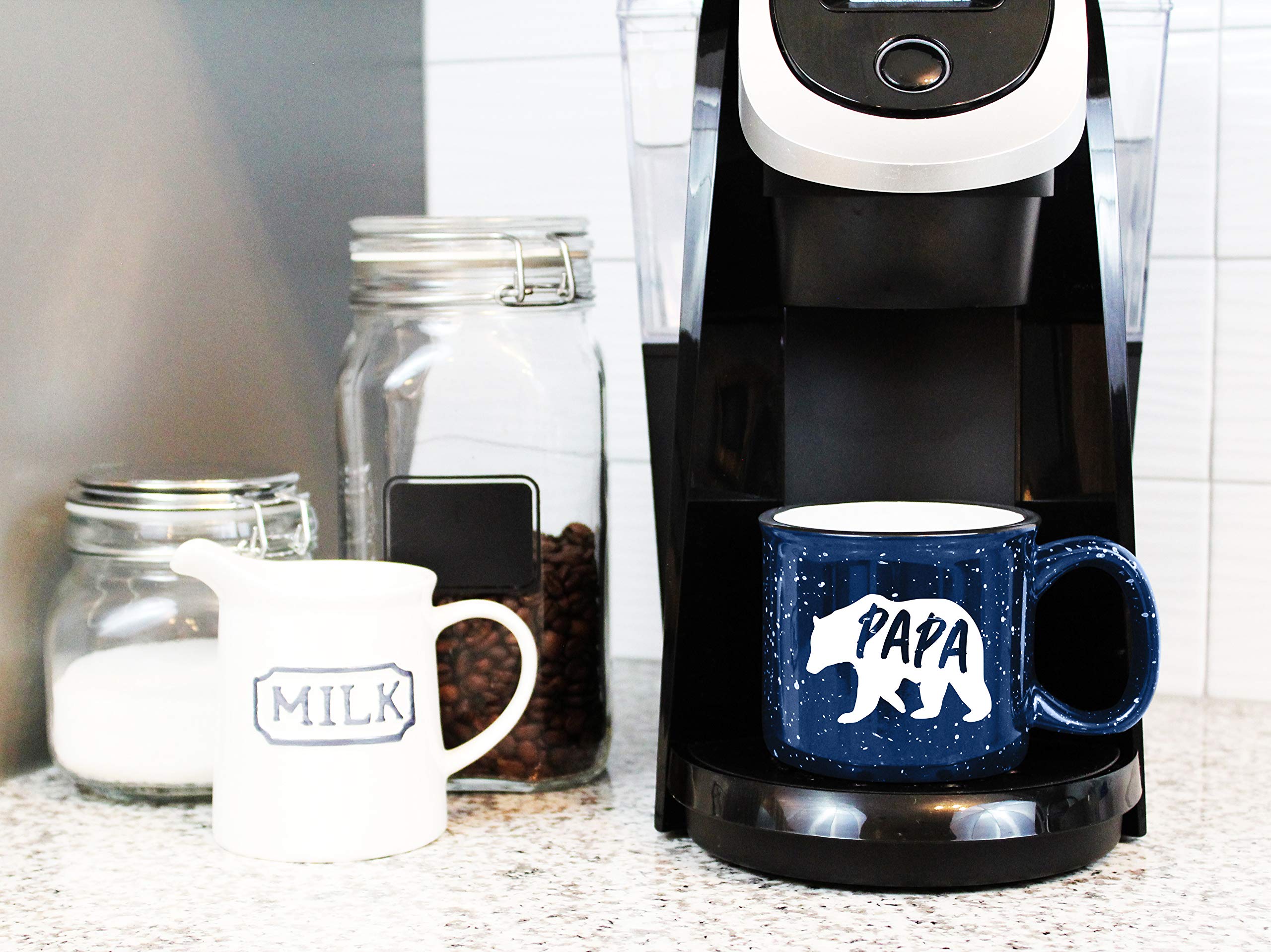 Mama Bear Mug & Papa Bear Mug - 13oz Ceramic Campfire Coffee Mug Set - Pregnancy Announcement New Parents Couples Gifts - Gift Ideas For Expecting Parents (White/Black)