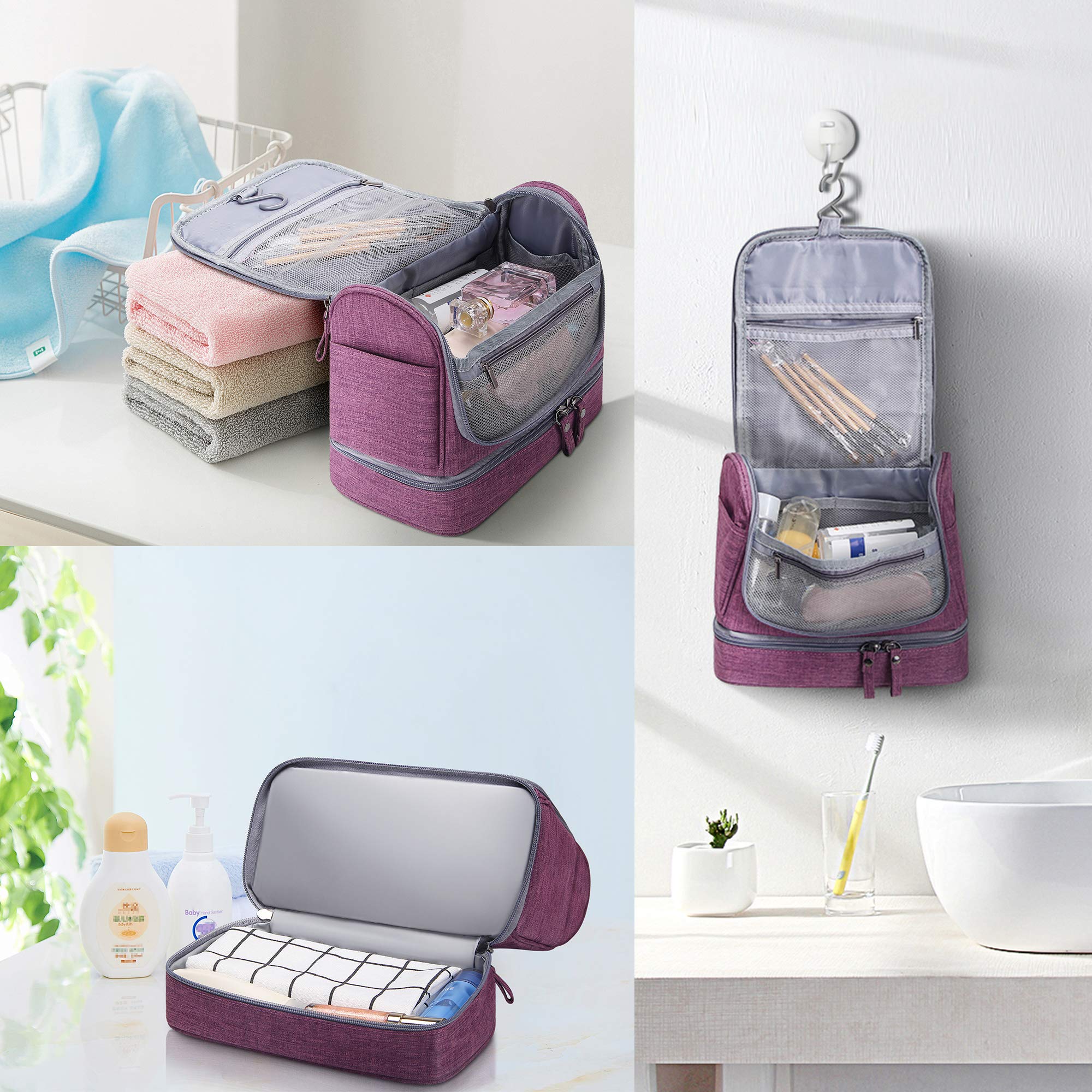 JUMENG Small Compact Hanging Travel Toiletry Bag Makeup Organizers Waterproof Cosmetic Bag Bathroom Shower Storage Bag Dop Kit for Men and Women
