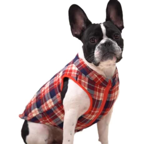SUEOSU Winter Dog Coats, Dog Apparel for Cold Weather, British Flannel Plaid Style Windproof Warm Dog Jacket for Dog Coats for Winter, 7 Sizes 3 Colors (Large, Red Scottish Plaid)
