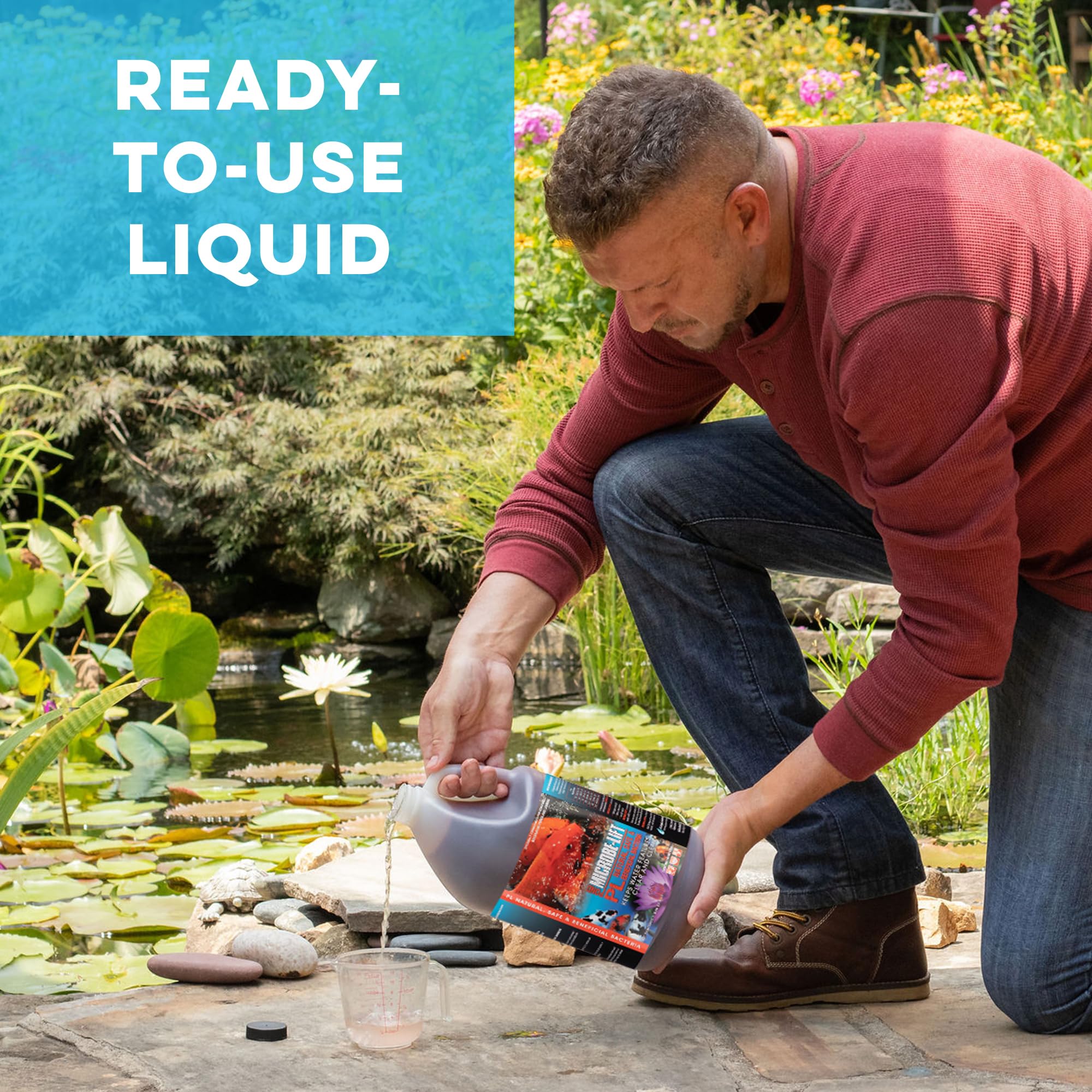 MICROBE-LIFT PL Pond Bacteria and Outdoor Water Garden Cleaner, Safe for Live Koi Fish, Plant Life, and Decor, 1 Gallon